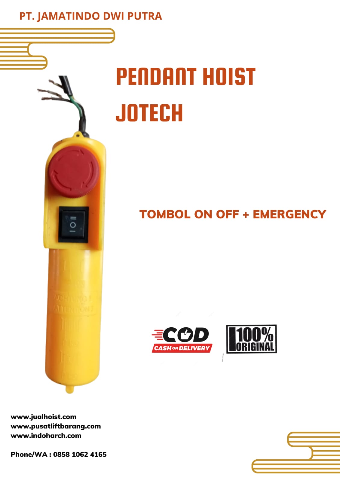 Pendant Hoist Jotech – Pusat Penjualan Hoist ,Service & Sparepart Hoist